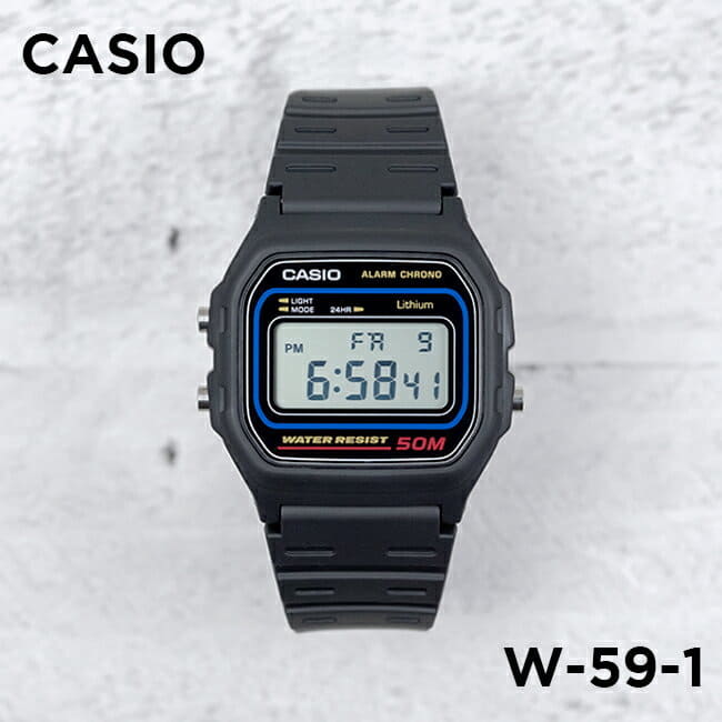 [New]Black of the CASIO standard W-59-1 watch men Lady's boy woman - BE ...