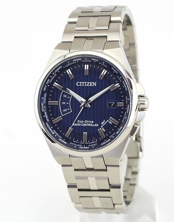 [New]CITIZEN COLLECTION Eco Drive Men's Solar Radio Watch Blue/Silver Metal Band CB0161-82L - BE ...