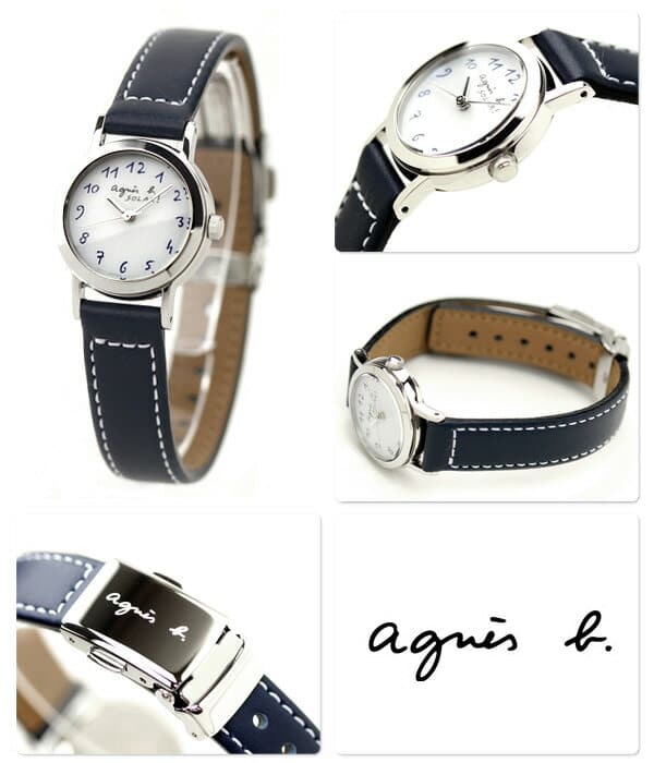 [New]agnis b. clock Lady's solar FBSD981 agnes b. Navy leather belt ...