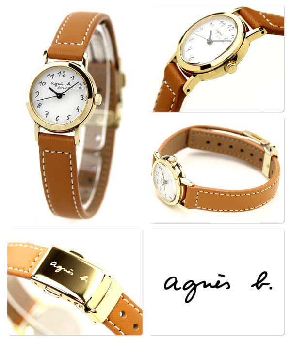 [New]agnis b. clock Lady's solar FBSD980 agnes b. Camel leather belt ...