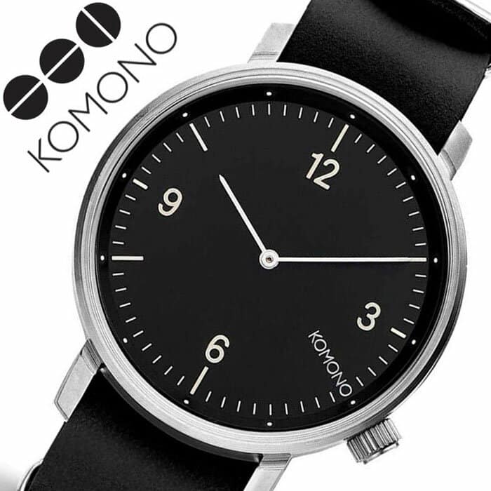 [New]KOMONO MAGNUS II watch Unisex round leather belt Black KOM-W1953 ...