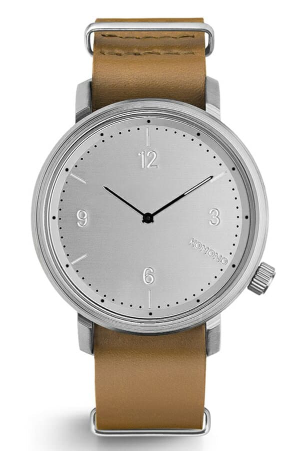 [New]KOMONO MAGNUS II METROPOLIS Silver Watch Unisex brown leather belt ...
