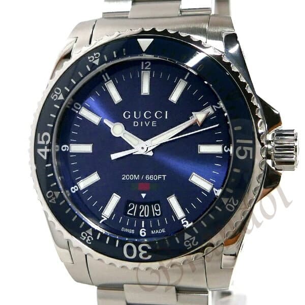 [New] Gucci GUCCI men watch DIVE dive 40mm blue X silver YA136311 ...