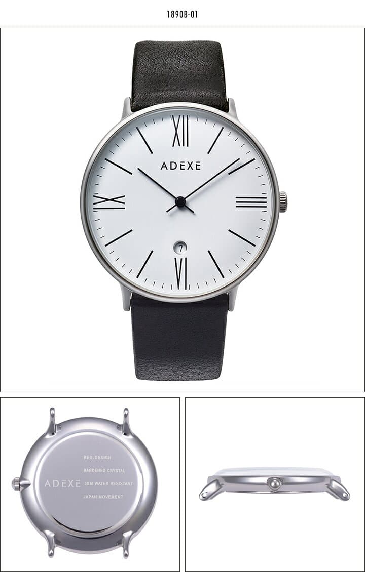 [New]ADEXE adekusu clock GRANDE (Grande) 41mm classical genuine leather ...