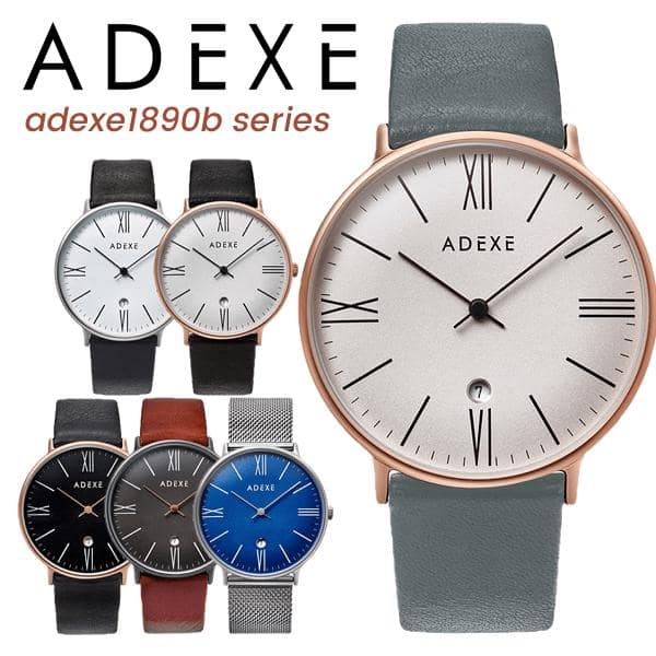 [New]ADEXE adekusu clock GRANDE (Grande) 41mm classical genuine leather ...