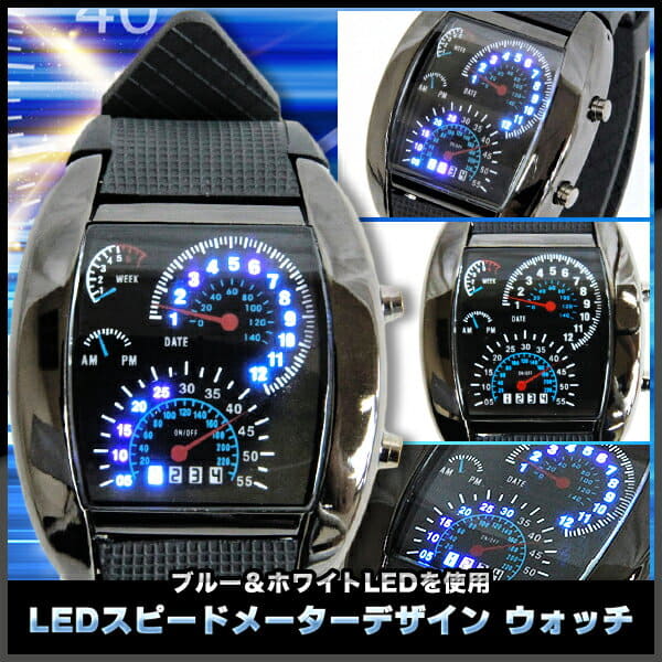 [New]Speedometer Style Men's Gunmetal Digital Watch Blue/LED Lighting ...