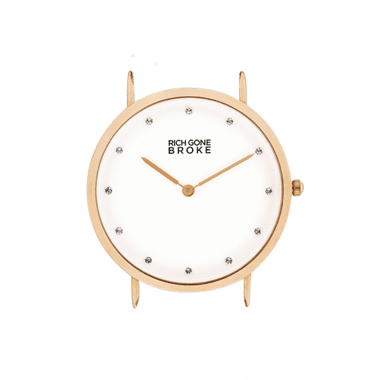 [New]rich Ghosn Blok Lady's watch stone Rose gold Marcel French stripe ...