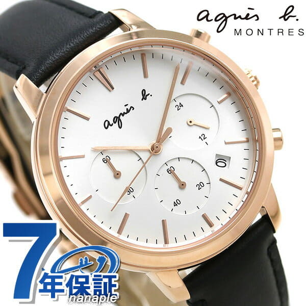 [New]agnis b. clock Sam 40mm men's watch chronograph leather belt ...
