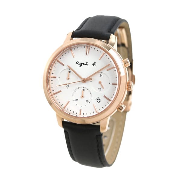 [New]agnis b. clock Sam 40mm men's watch chronograph leather belt ...