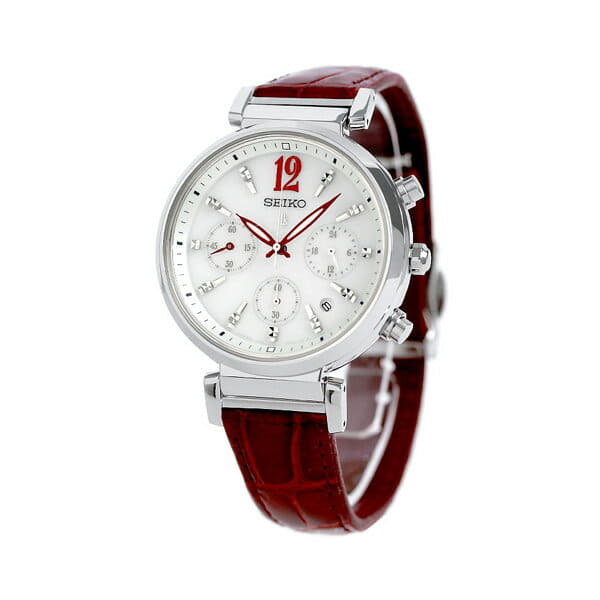 [New] SEIKO LUKIA chronograph solar Lady's watch SSVS035 silver X red ...