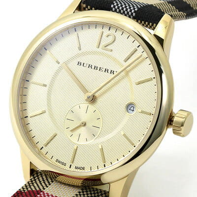 [New]Burberry BURBERRY men clock BU10001 gold brown system check - BE ...