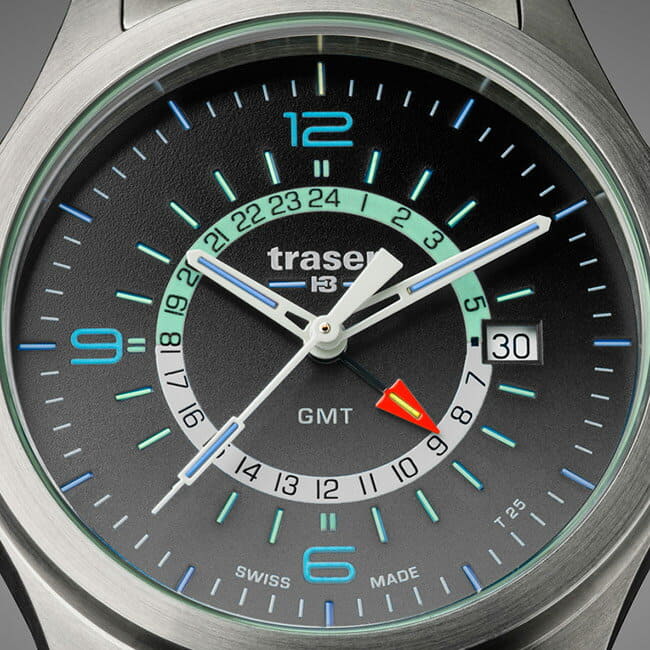 [New]Traser P59 AURORA GMT Swiss Military Watch GRAY Metal Bracelet 9031575 - BE FORWARD Store