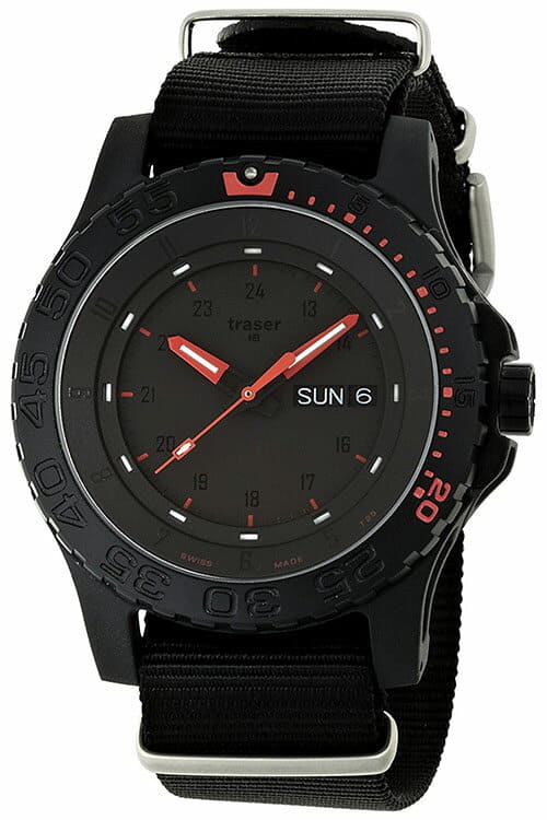 [New]Traser Swiss Military Watch MIL-G Red Combat Sapphire Nato Strap ...