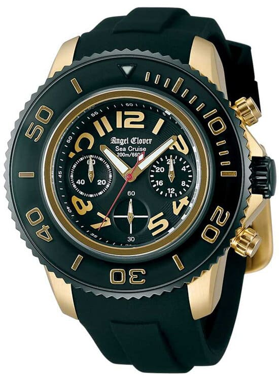 [New]Angel clover watch sea Cruze men chronograph Black/gold Angel ...