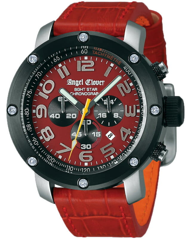 [New]Angel clover watch eight star men chronograph red/Black/Swarovski ...