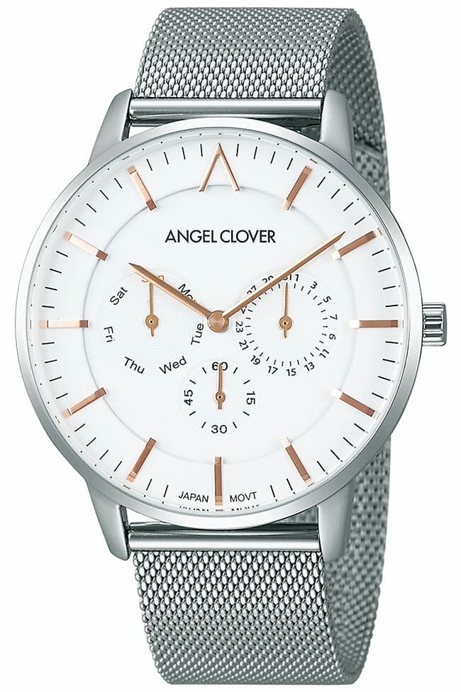 [New]Angel clover watch zero men's multi-function white/silver mesh ...
