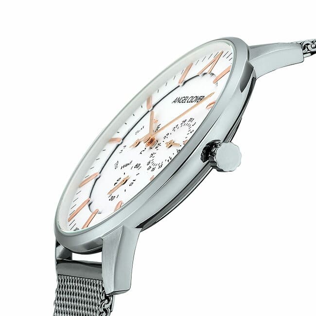 [New]Angel clover watch zero men's multi-function white/silver mesh ...