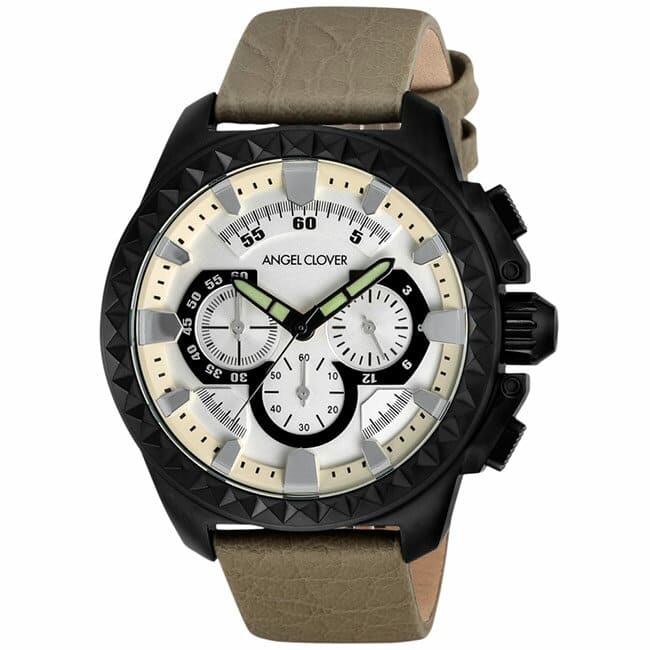[New]Angel clover watch rugged 46mm chronograph men silver/Black/beige ...