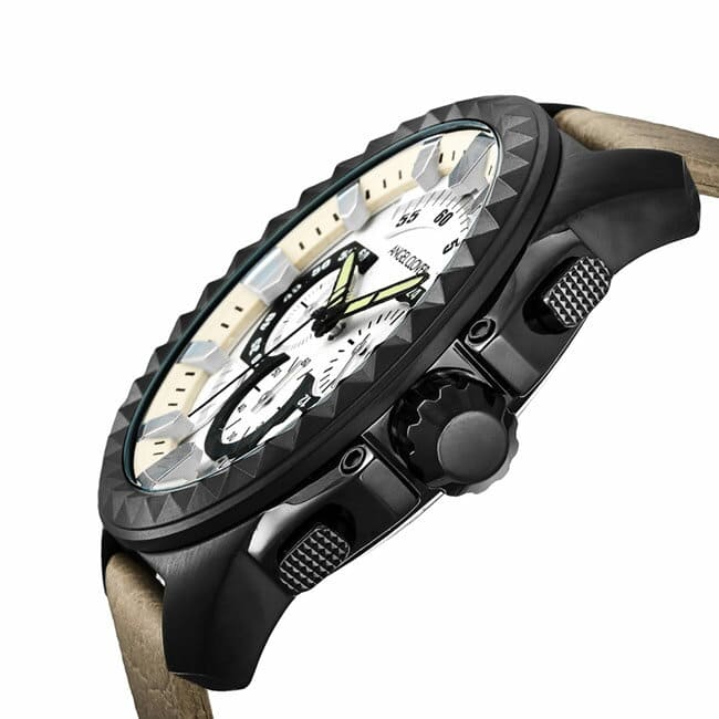 [New]Angel clover watch rugged 46mm chronograph men silver/Black/beige ...