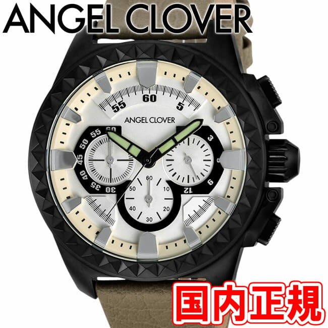 [New]Angel clover watch rugged 46mm chronograph men silver/Black/beige ...