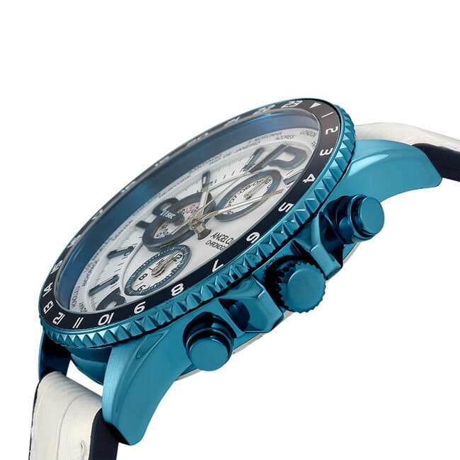 [New]Angel clover watch Mond chronograph men white/Navy/white leather ...