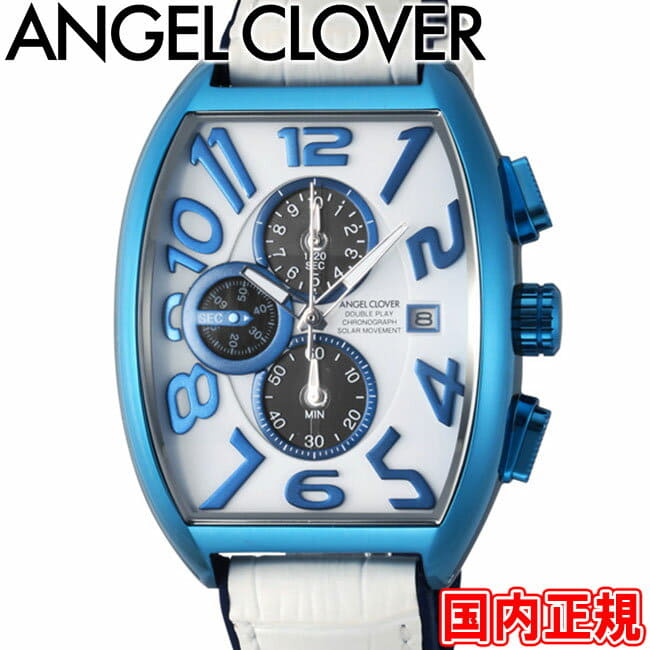 [New]Angel clover watch double play solar men chronograph white/Navy ...