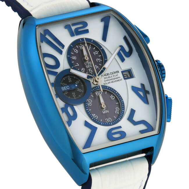 [New]Angel clover watch double play solar men chronograph white/Navy ...