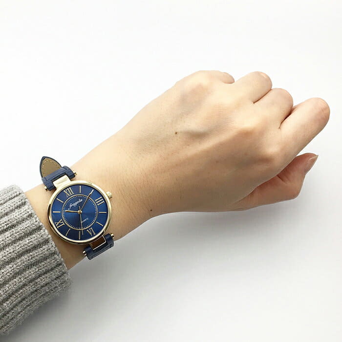 [New]Fragola Ladies Watch Metallic Black/Navy/Mocha Leather Belt Petit ...