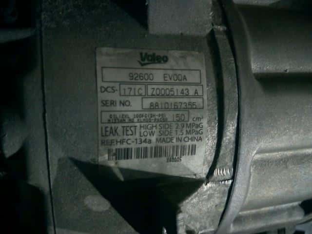 [Used]A/C Compressor NISSAN Fairlady Z 2008 CBA-Z33 92600EV00A - BE ...