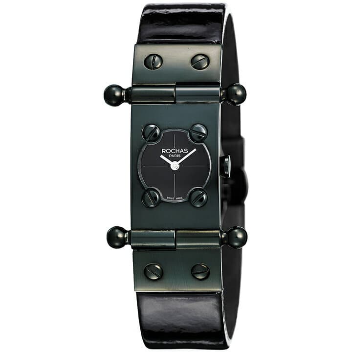 [New]ROCHAS enamel bangle RJ36 Black Black Lady's watch France luxury ...