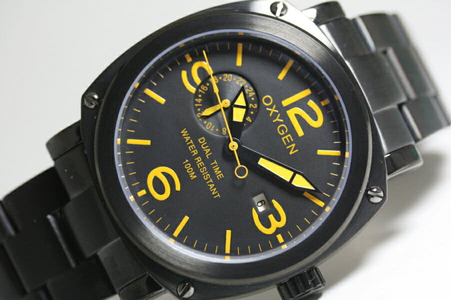 [New]French OXYGEN Dual Time Quartz Black Watch - BE FORWARD Store