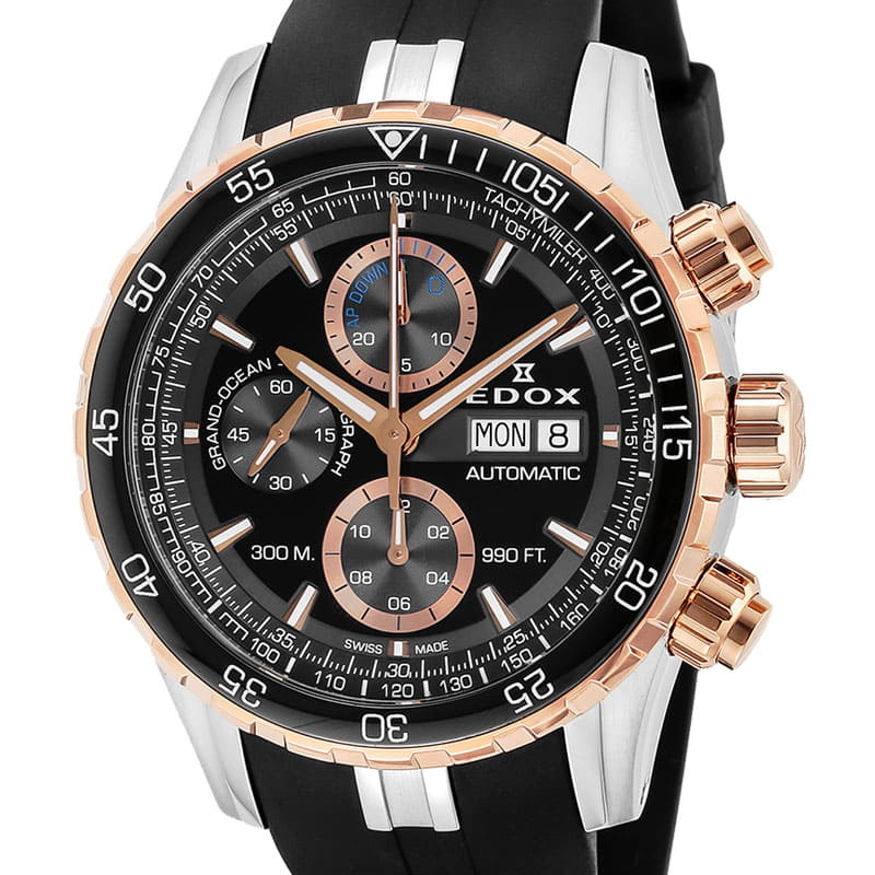 [New]EDOX Grand Ocean Watch Men's Chronograph Watch Date Display Black ...