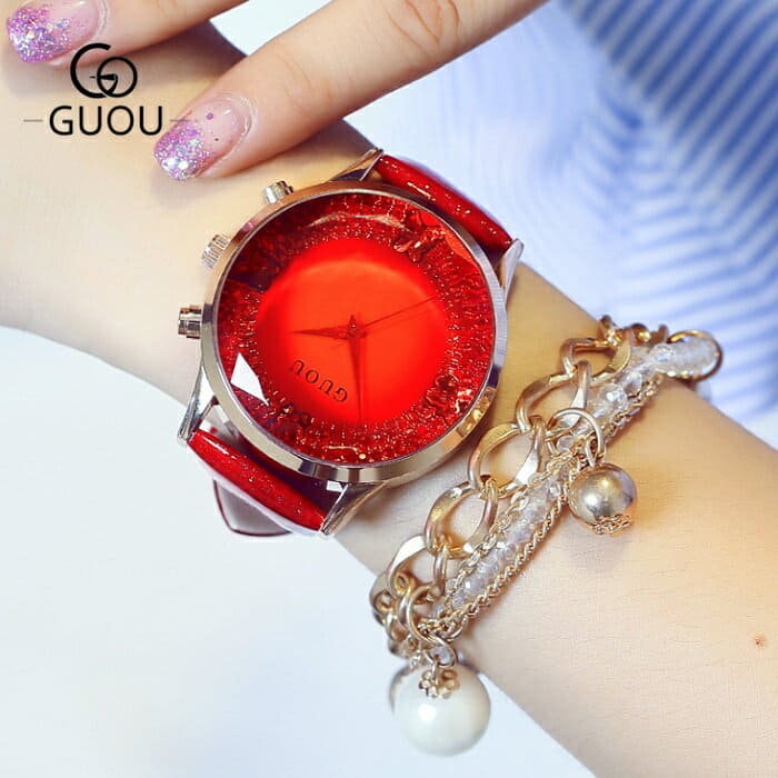 [New]GUOU Ladies Casual Round Circular Watch Gold Bracelet WG18107 - BE ...