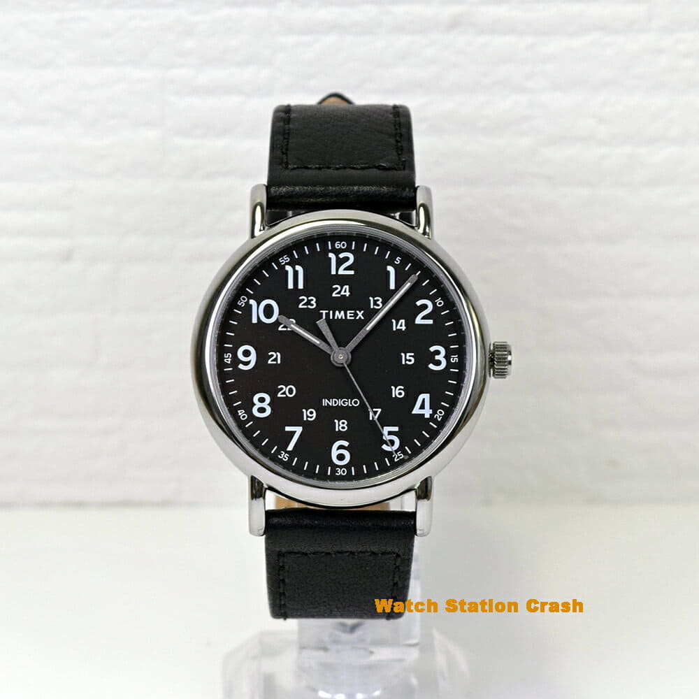 [New]TIMEX Weekender 40mm Watch Black/Brown Leather Belt Strap for ...