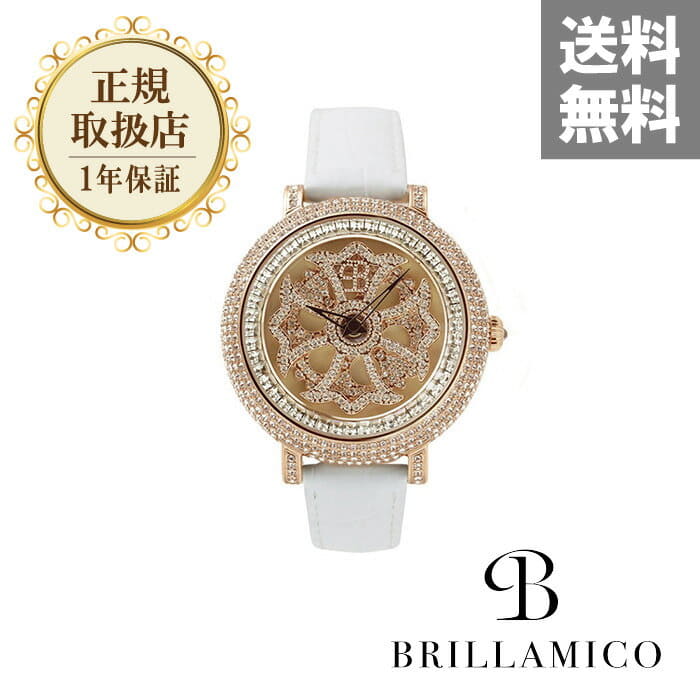 [New]BRILLAMICO LILY Swarovski Watch Unisex 40MM WHITE/GOLD Leather ...