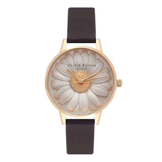 [New]Olivia Burton 3D Daisy Floral Flower Pattern Ladies Watch Black ...