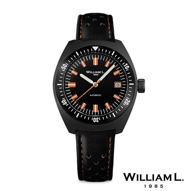 [New]William L 1985 watch mens automatic diver 70's-style Black case ...