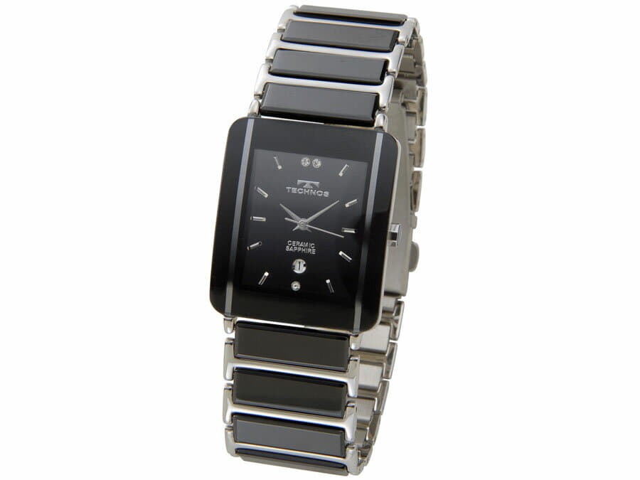 [New]Techno ceramic mens watch TECHNOS TSM903TB quartz Black X Silver ...