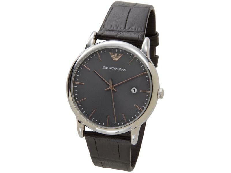 [New]Emporio Armani EMPORIO ARMANI clock AR1996 gray X brown leather ...