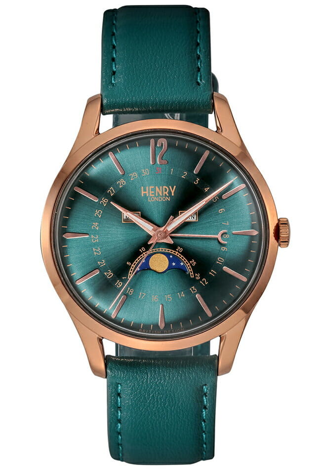 [New]Henry London watch Stratford mens Lady's green Gold green leather ...