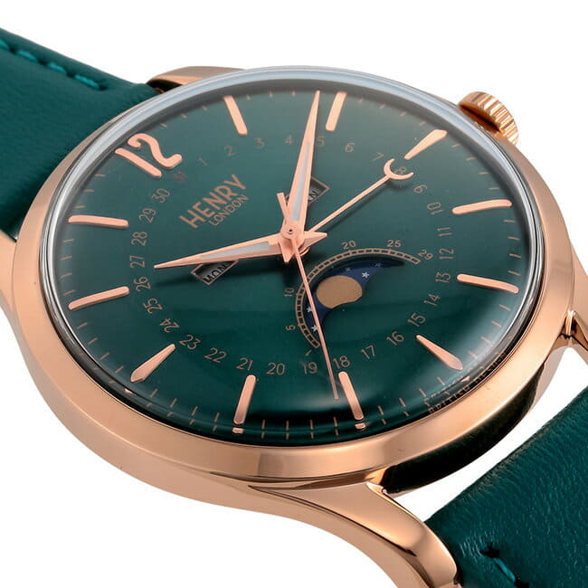 [New]Henry London watch Stratford mens Lady's green Gold green leather ...