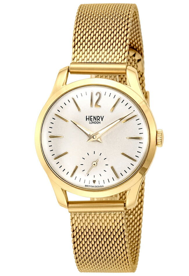 [New]Henry London watch Westminster mens Lady's ivory Gold Gold mesh ...