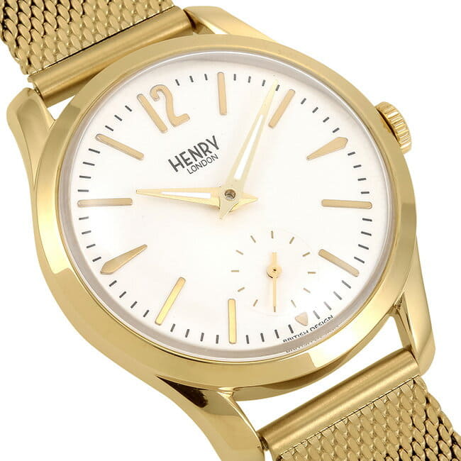 [New]Henry London watch Westminster mens Lady's ivory Gold Gold mesh ...
