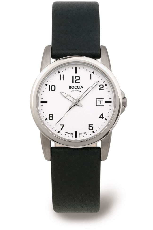 [New]BOCCIA TITANIUM Ladies Watch Titanium 29mm White/Black Leather ...