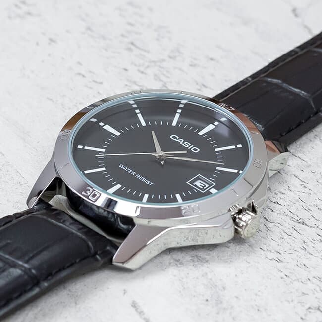 [New]CASIO Casio standard mens watch Lady's analog Black black Silver ...