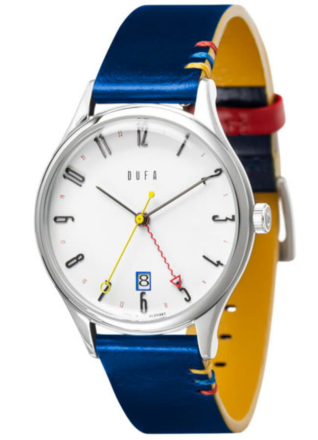 [New]DUFA BAUHAUS Unisex Watch White/Silver/Navy/Yellow DF-9006-0C - BE ...