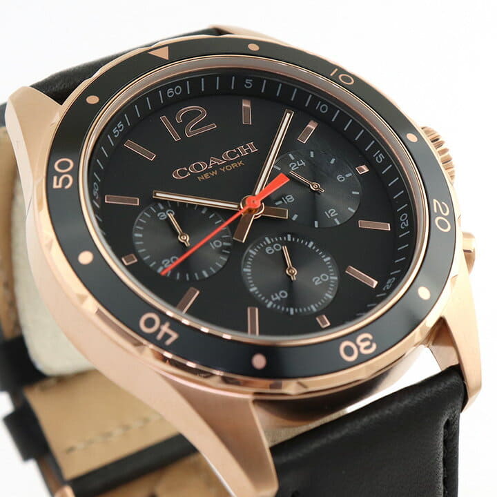 [New]COACH coach 14602087 mens watch leather belt leather Chronograph ...