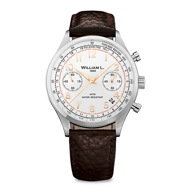 [New]William L 1985 WILLIAM L.1985 vintage-style Chronograph Silver ...