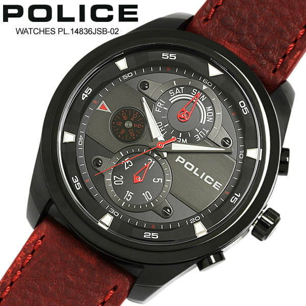 [New]POLICE police watch multi-function mens analog leather pl14836jsb ...