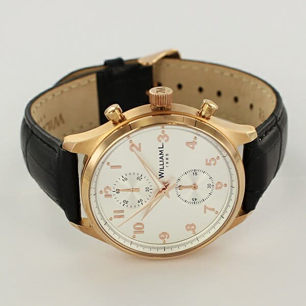 [New]William L 1985 Men's Chronograph Watch 40mm Gold case Silverface ...